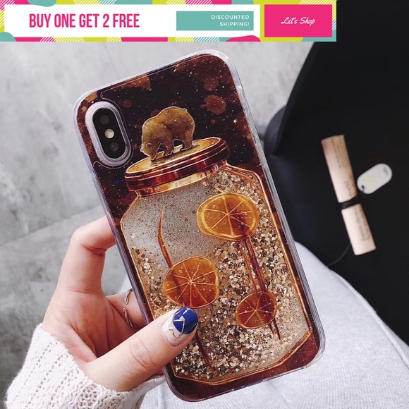Accessories | Glitter Liquid Quicksand Brown Bear Phone Case | Poshmark